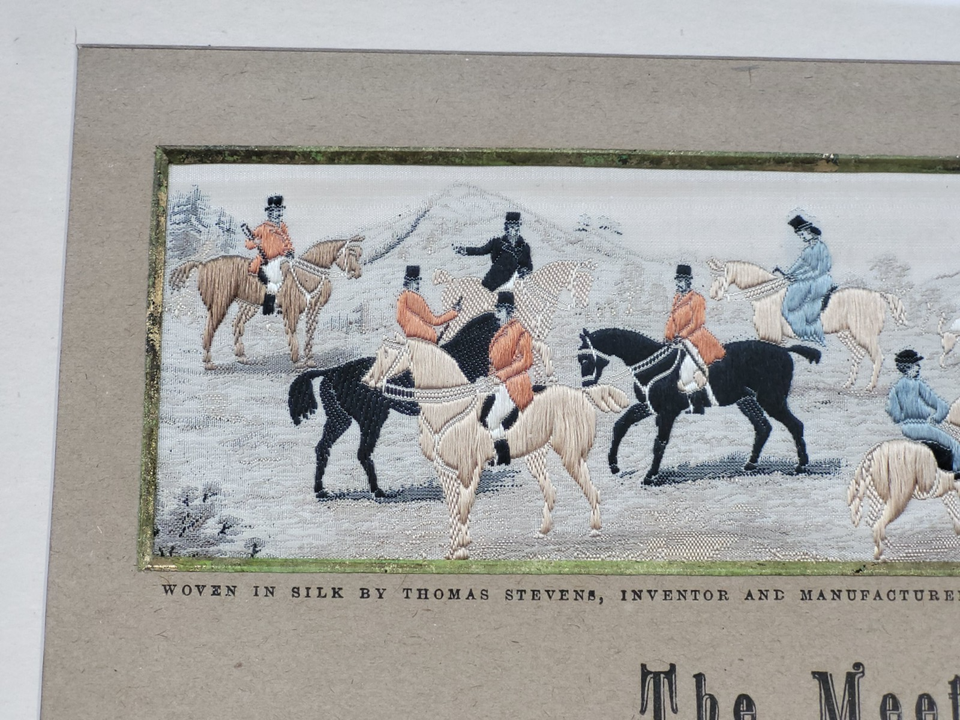 The Meet, antique woven silk picture by Thomas Stevens | eBay UK