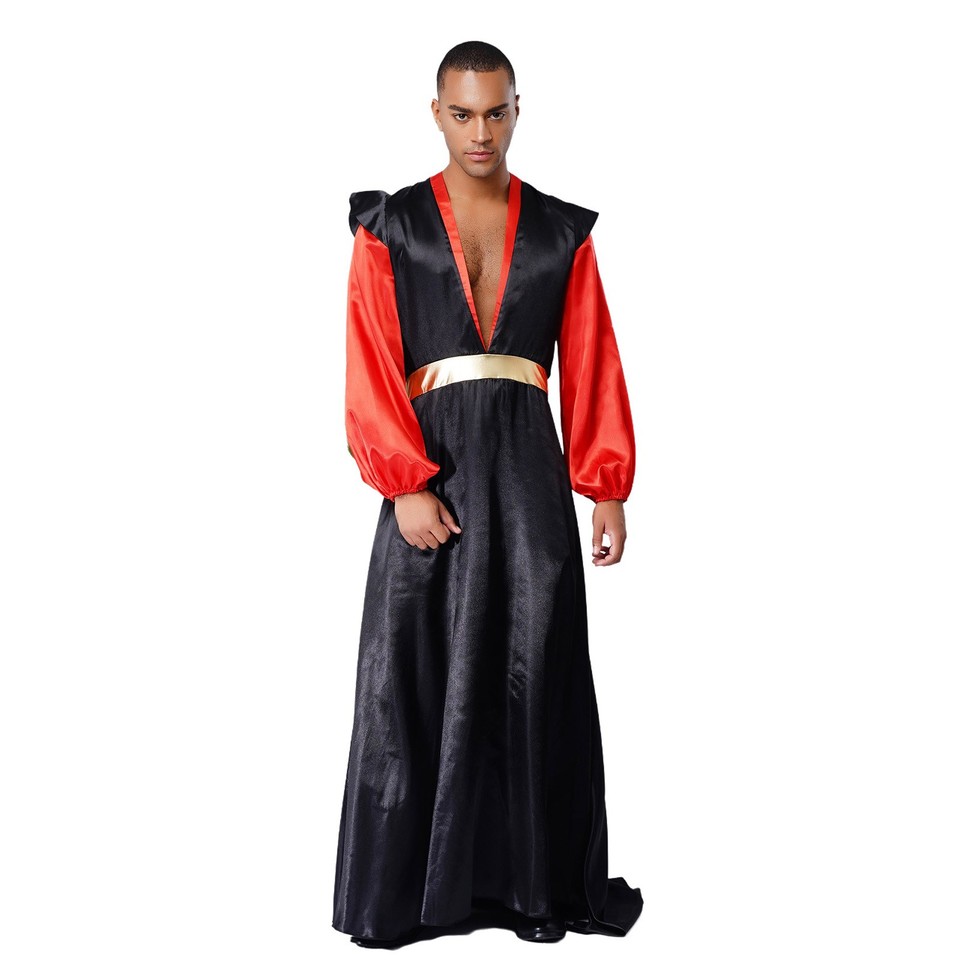 Men 1-Piece Themed Costume Fairytale Robe Villain V-neck Cosplay Long ...