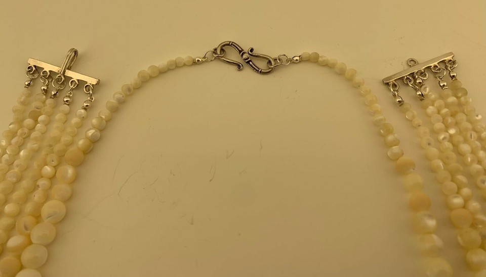 Vintage Ukrainian necklace SET Mother of pearl, sterling silver ...