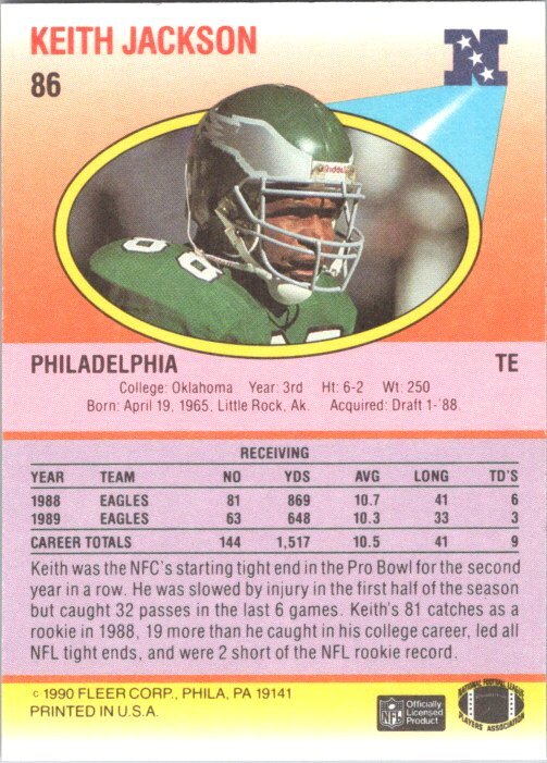 1990 Fleer - #86 Keith Jackson | eBay