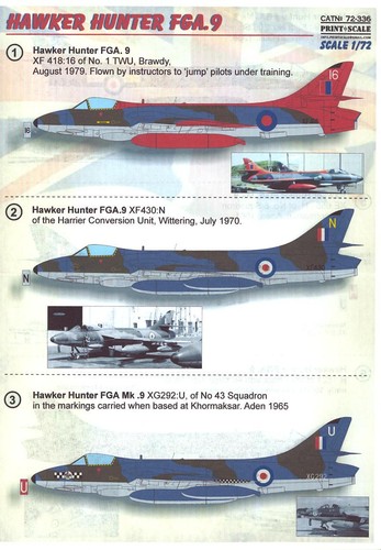 Print Scale Decals 1/72 HAWKER HUNTER FGA.9 British Jet Fighter | eBay