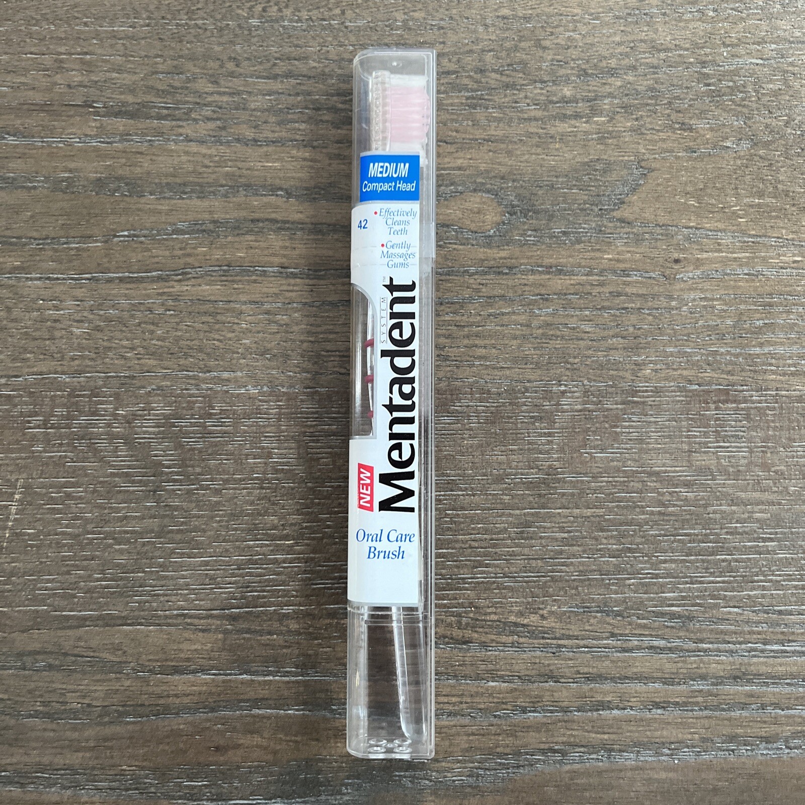 Mentadent 42 Toothbrush Medium Compact Head Flared Side Bristles Red Handle | eBay