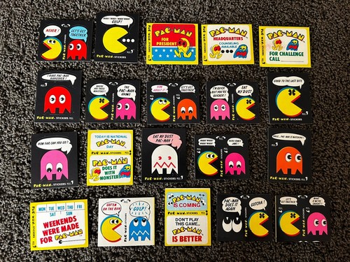 1980 Fleer Pac-Man Lot of 20 Stickers Blue & Black Backs - No ...