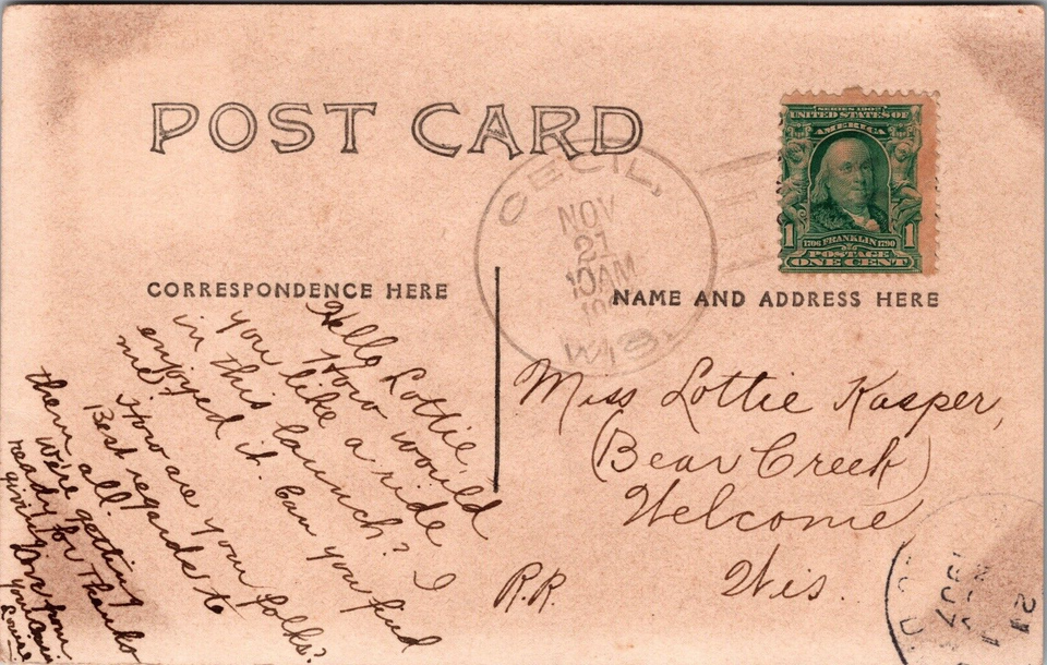 Postcard Boat Ride Cecil Wisconsin Shawano Lake RPPC Real Photo 1907 | eBay