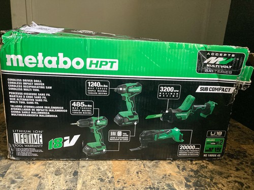 Metabo HPT MultiVolt 4 Tool 18V Brushless Power Tool Combo Kit with ...
