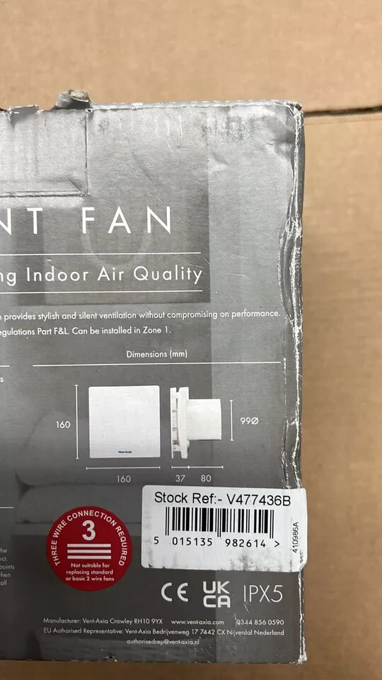 Vent-Axia Bathroom Extractor Fan Humidity Control Quiet White Plastic ...