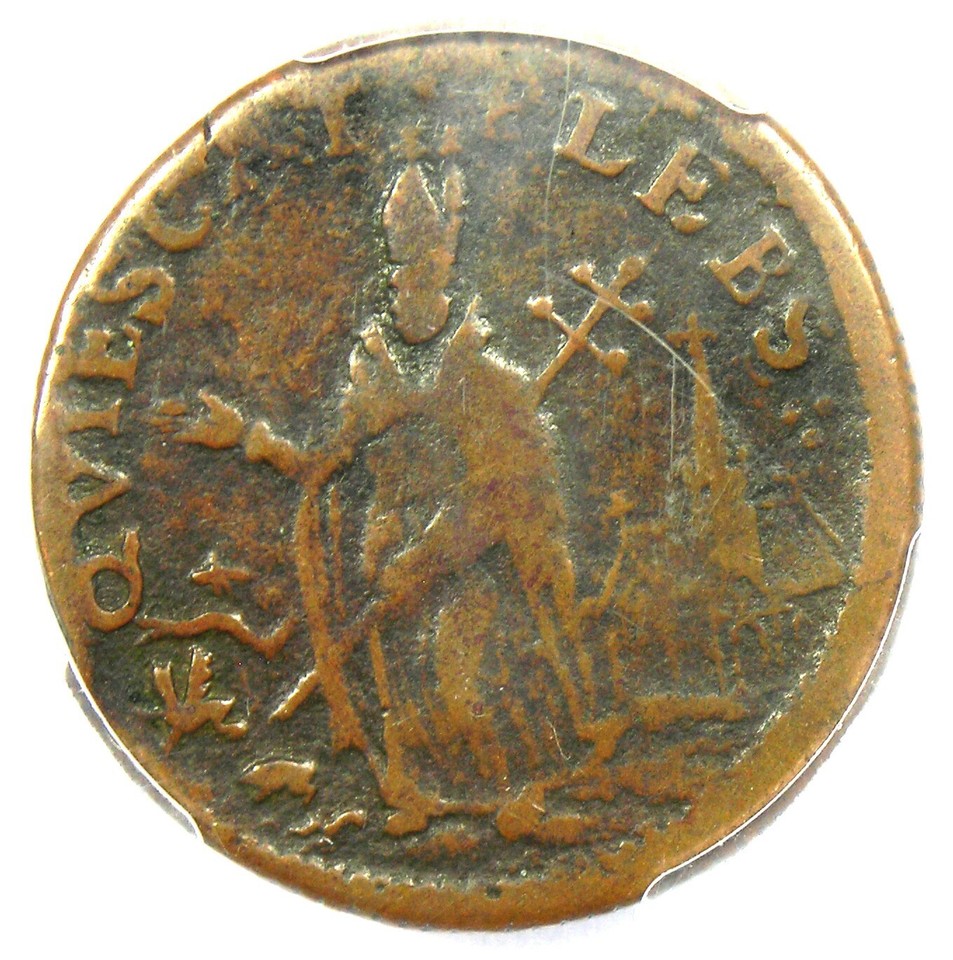 1670 New Jersey St Patrick Farthing Colonial Coin 1/4P - PCGS VF Detail ...