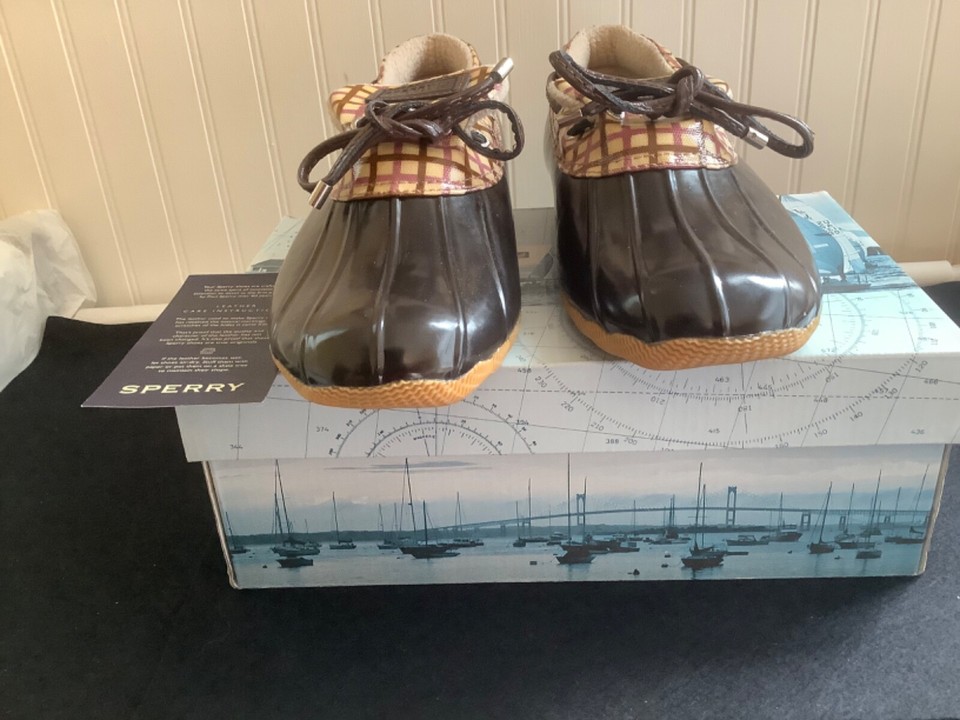 Sperry Top-Sider women's low rain duck shoes, brown rubber, size 8.5 ...