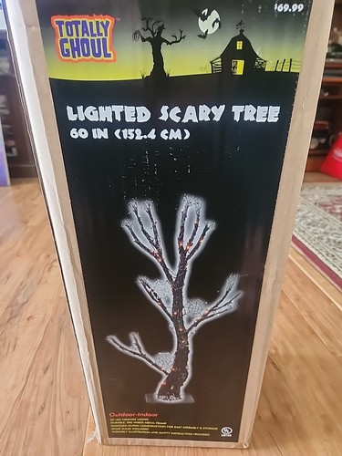 5 Ft Totally Ghoul Scary Tree Black Halloween Spooky Tree Orange Lights ...
