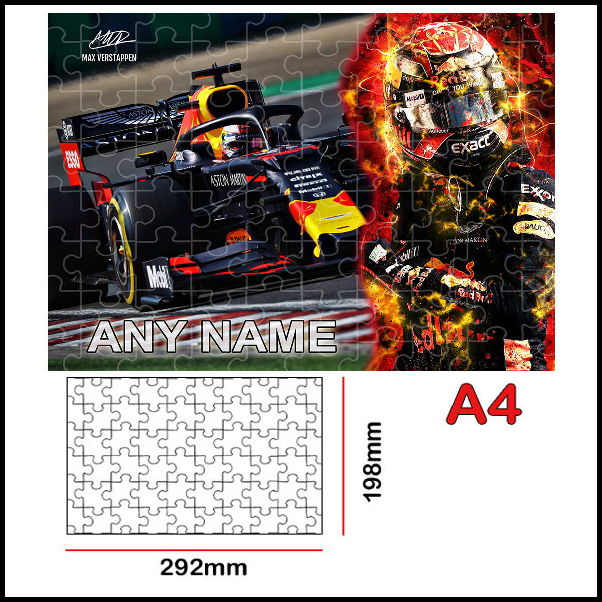 Personalised Max Verstappen F1 jigsaw puzzle- Add any name | eBay UK