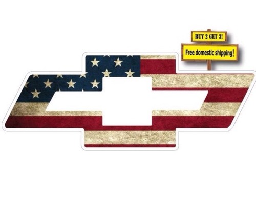 CHEVY BOWTIE SYMBOL LOGO W/ AMERICAN FLAG IMPOSED DECAL/STICKER ...