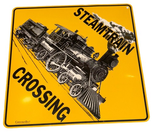 Steam Train Crossing Sign Road Yard By Atlas Screen Printing Yellow ...