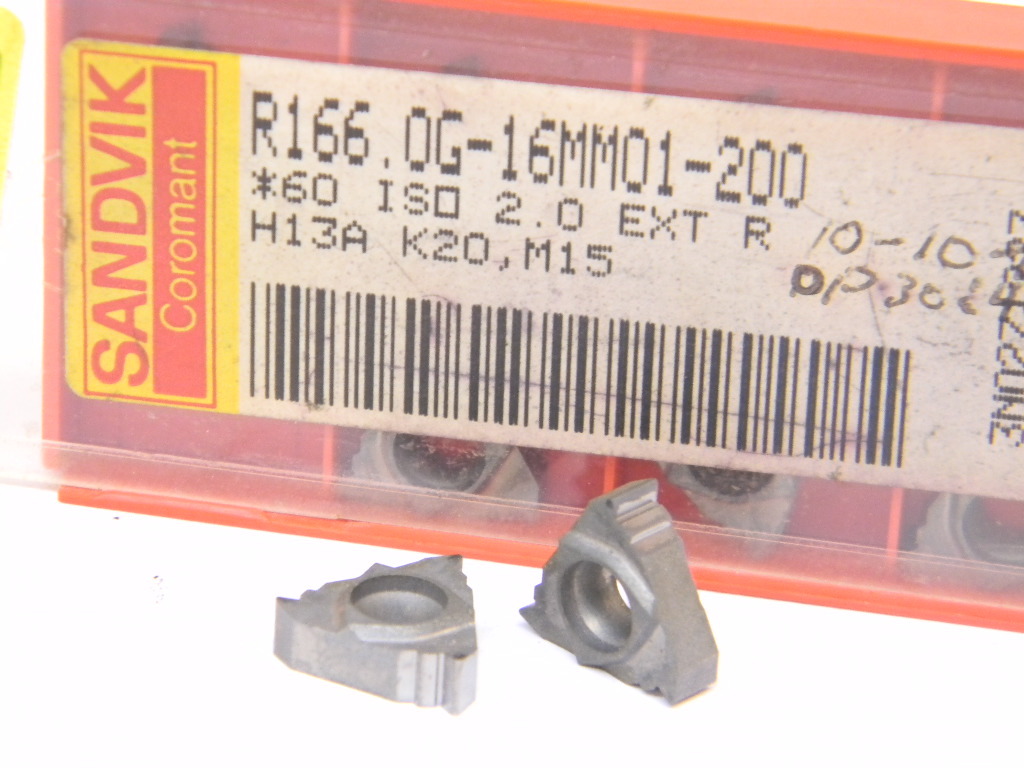 NEW SURPLUS 9PCS. SANDVIK R166.0G-16MM01-200 GRADE: H13A CARBIDE ...