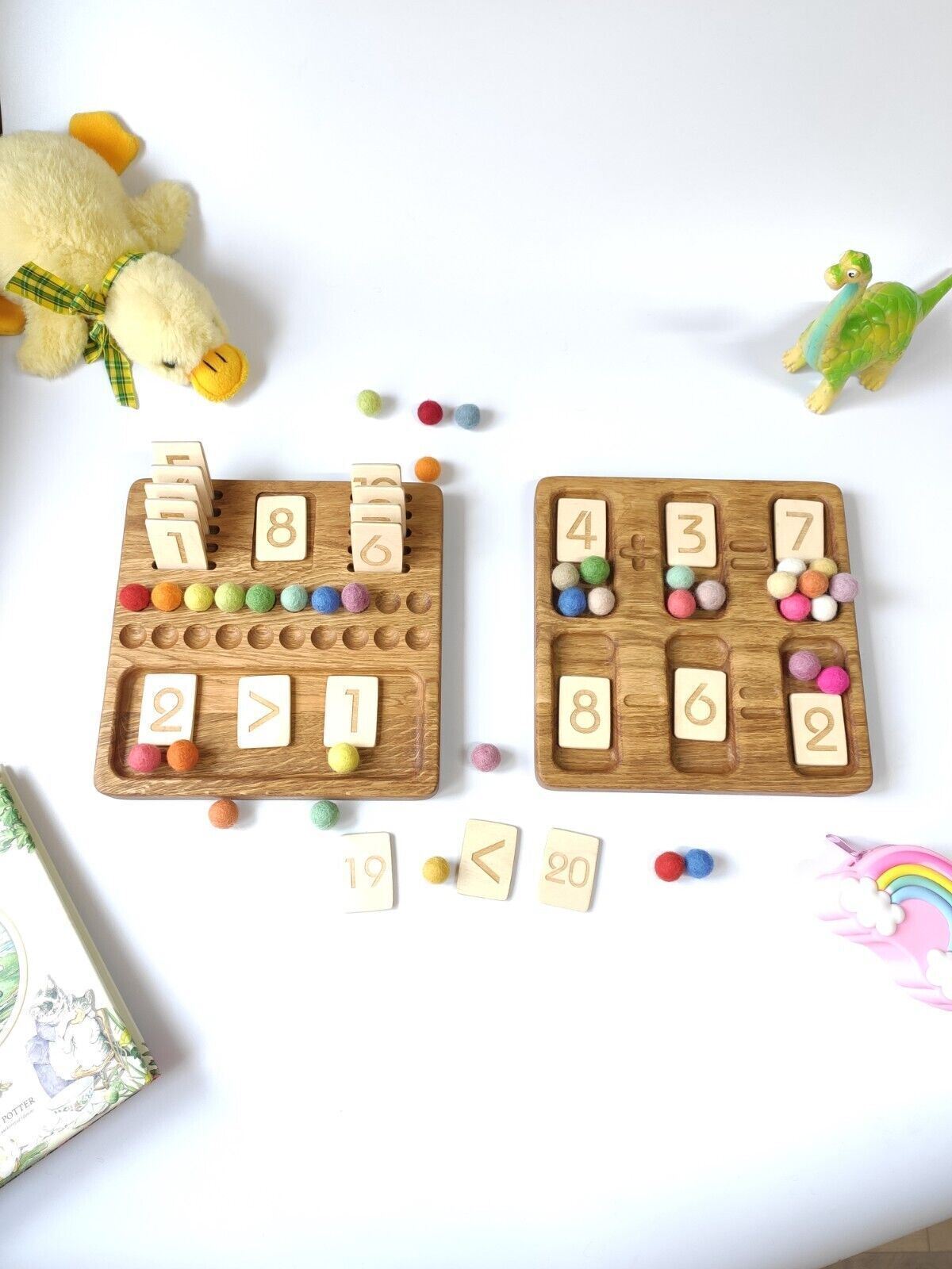 Montessori Math reversible board with number cards 1-20, preschool ...