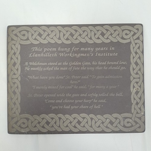 Slate Engraving Miners Poem Castle Welsh Crafts (25x19cm) | eBay
