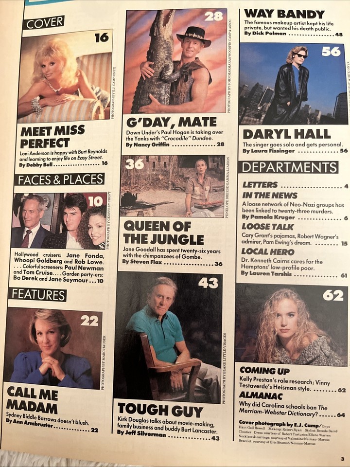 US Weekly 1986 Loni Anderson Paul Hogan Daryl Hall Kelly Preston Kirk ...