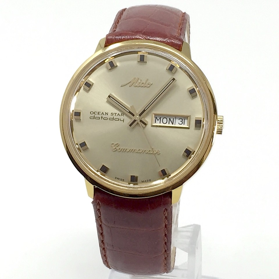 Mido (like new & unworn) Gold Ocean Star Datoday Commander Automatic ...