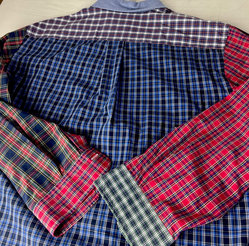 Brooks Brothers Red Fleece Dress Shirt Plaid Check Multi Color Block XL ...
