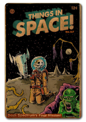 Vintage Styled Metal Sign Space Alien Astronaut Horror Sci Fi Pulp Art ...