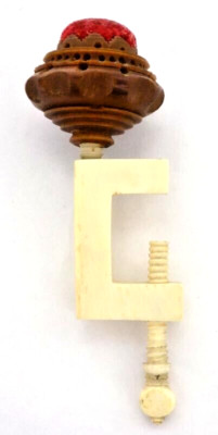 Antique Carved Vegetable Ivory Pin Cushion Sewing Clamp | eBay