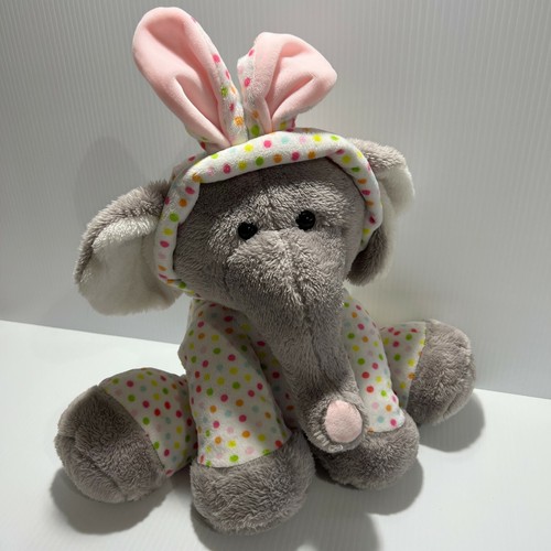Dan Dee Easter Elephant Plush Stuffed Animal Toy Gray Bunny Polka Dot ...