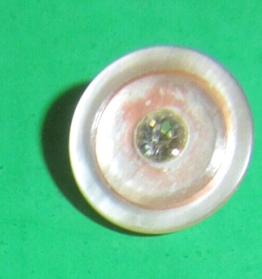 (1) VINTAGE 3/4" RHINESTONE INSET WHITE PEARL SHELL METAL SHANK BUTTON -N98 | eBay