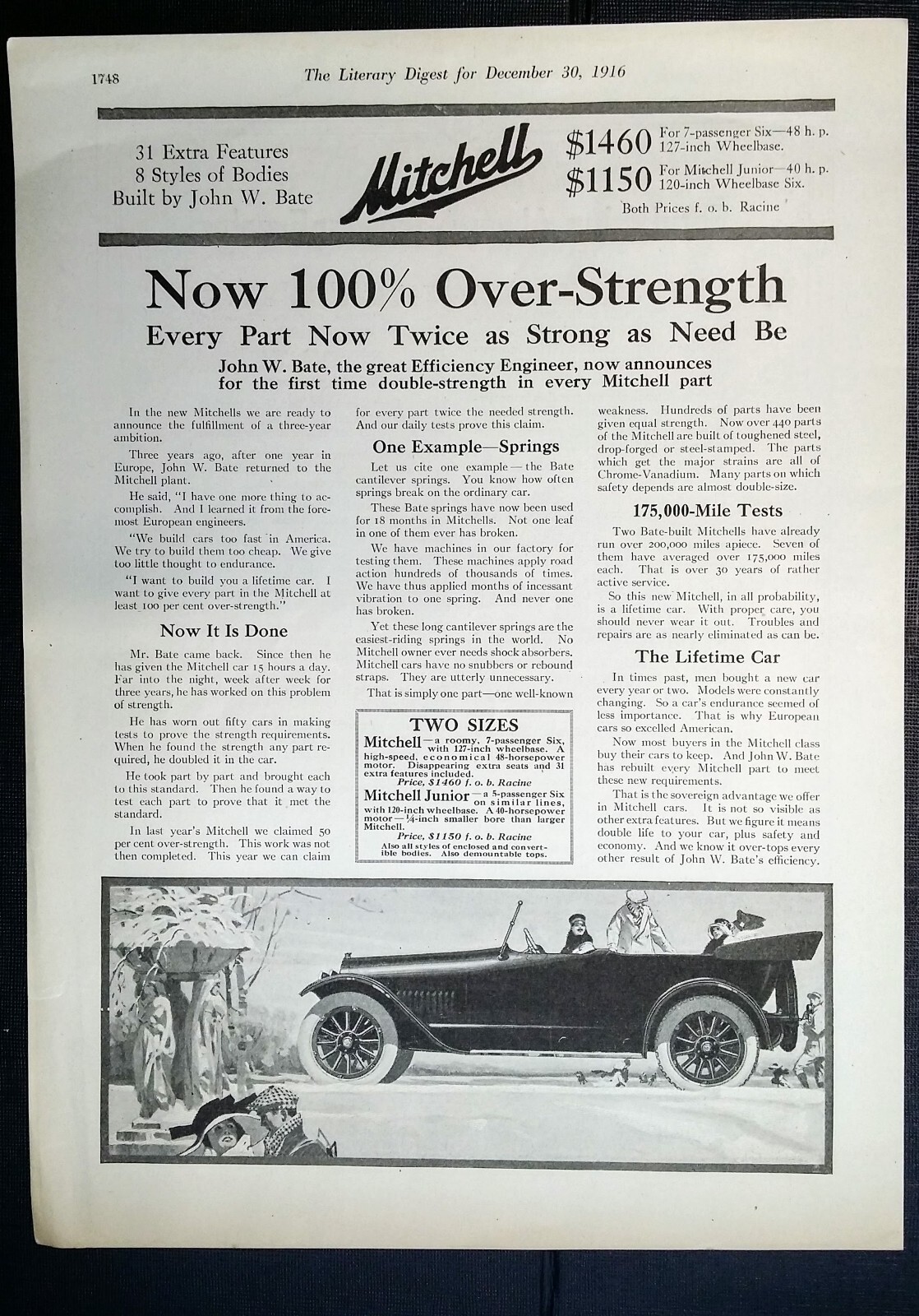 1916 Mitchell Motor Car Co 7 Passenger Auto Twice As Strong Vintage Art ...