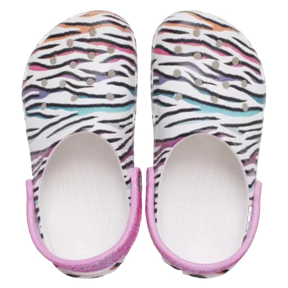 Crocs Big Kids Classic Animal Print Zebra Magenta Clog Size J1/J3/J6 | eBay