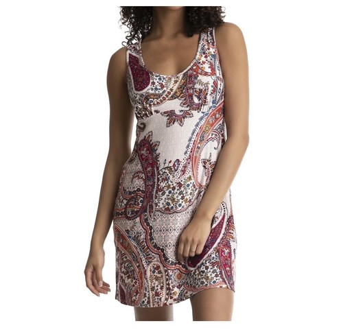 Secret Treasures Sleeveless Scoop Neck Lace Accent Paisley Print ...