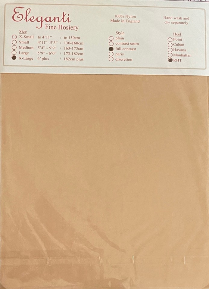 Eleganti Fully Fashioned Full Contrast RHT 15 Denier Stockings Nude X ...