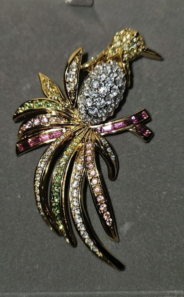 Nolan Miller Rhinestone Enamel Gold Hummingbird Glamour Collection ...