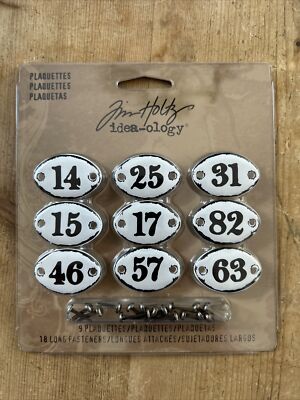 Tim Holtz Idea-ology Plaquettes. Metal Numbers & Fasteners RETIRED | eBay