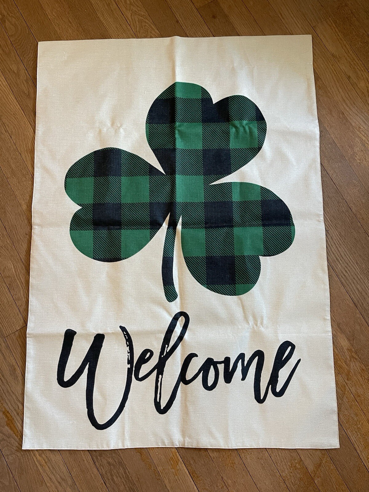 Welcome Shamrock St. Patrick's Day Burlap House Flag 28" x 40 ...