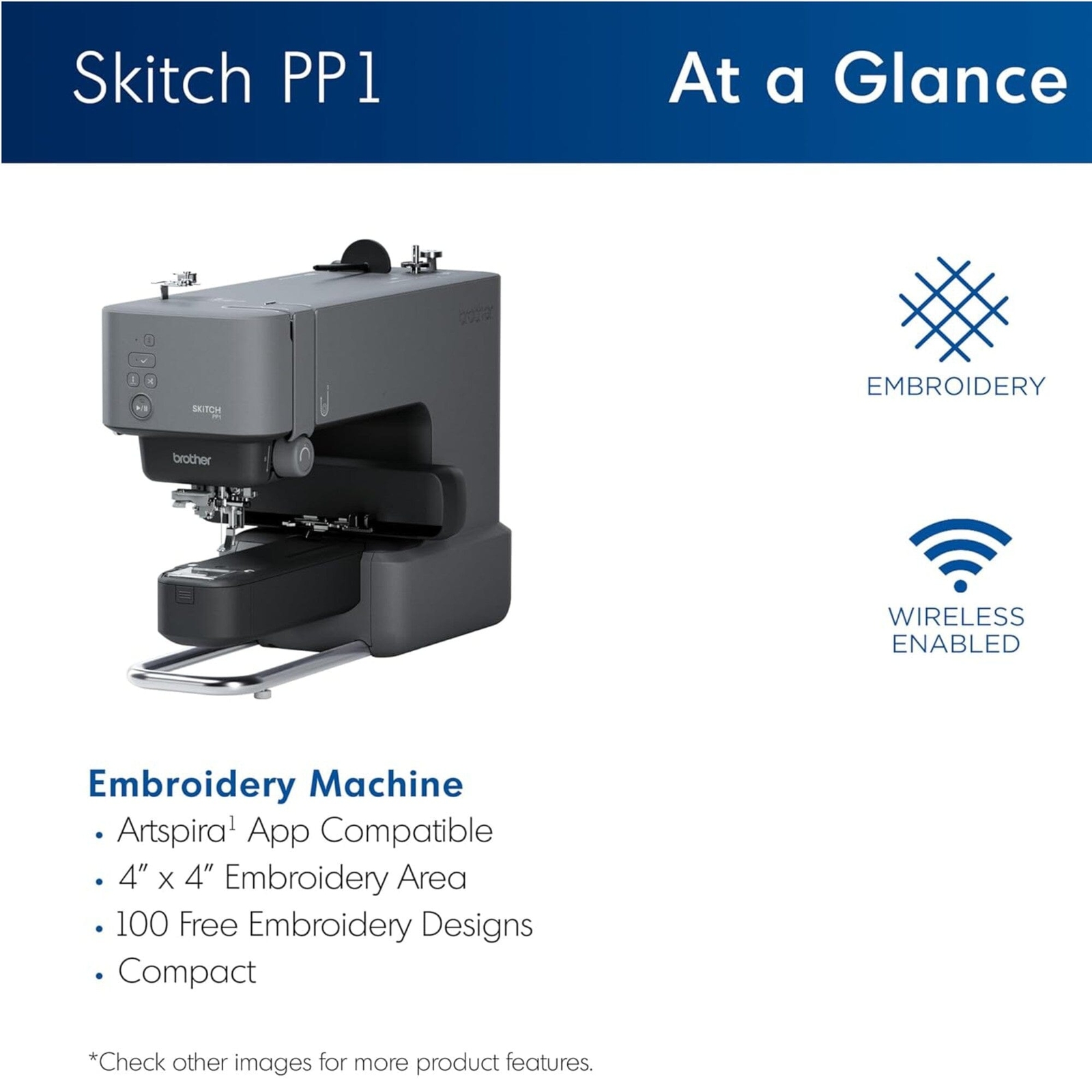 Brother Skitch PP1 4" x 4" Embroidery Machine with Artspira Studio | eBay