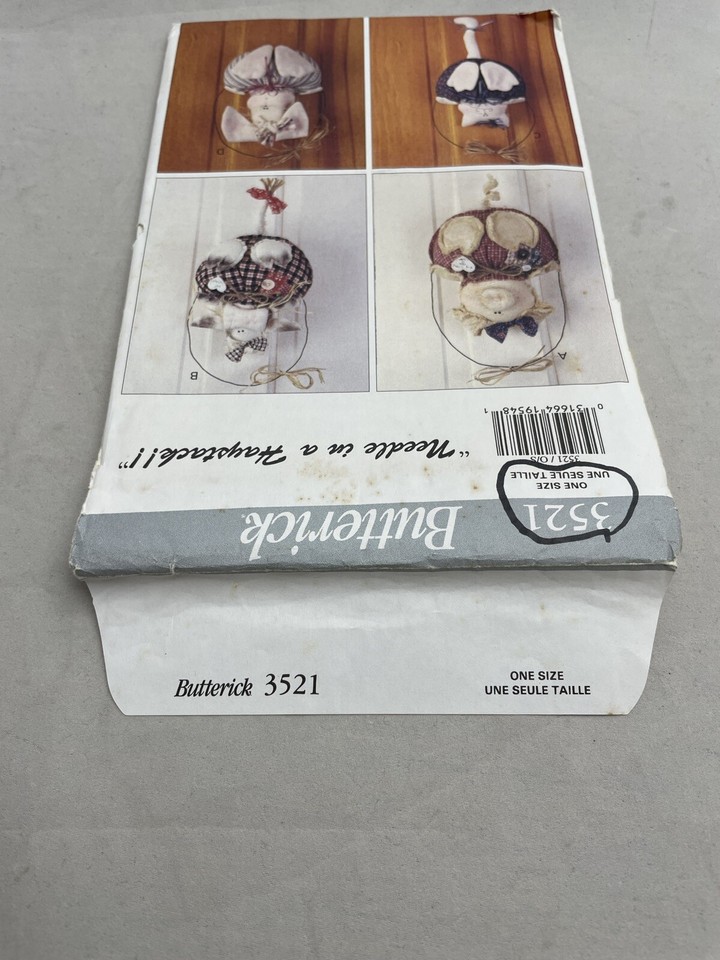 Butterick Craft Patterns 3521 Stuffed Animals Pig Cat Cow Bunny Just ...