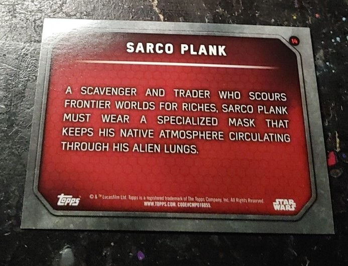 Topps Star Wars The Force Awakens Sarco Plank Purple Foil Card | eBay