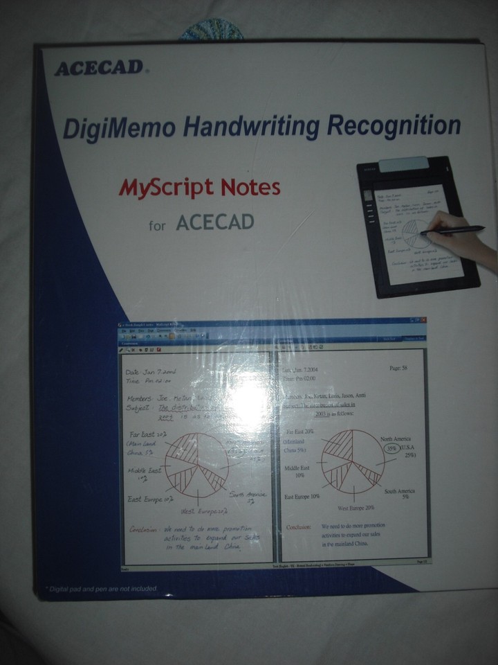 ACECAD USB Digimemo 692 Digital Notepad DM-692 With Pen & Hand Recog ...