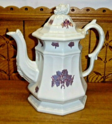 Antique Edward Walley Ironstone Chelsea Grape Luster Coffee Pot | eBay
