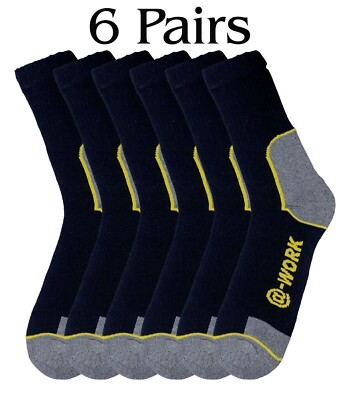 6 Pairs Mens Work Socks Workwear Reinforced Cushion Sole Heavy Duty ...