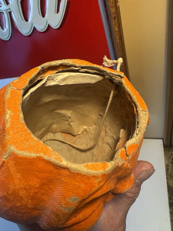 Vintage HALLOWEEN Pulp Paper Mache Candy Bucket - Orange 2 Sided Jack-O ...