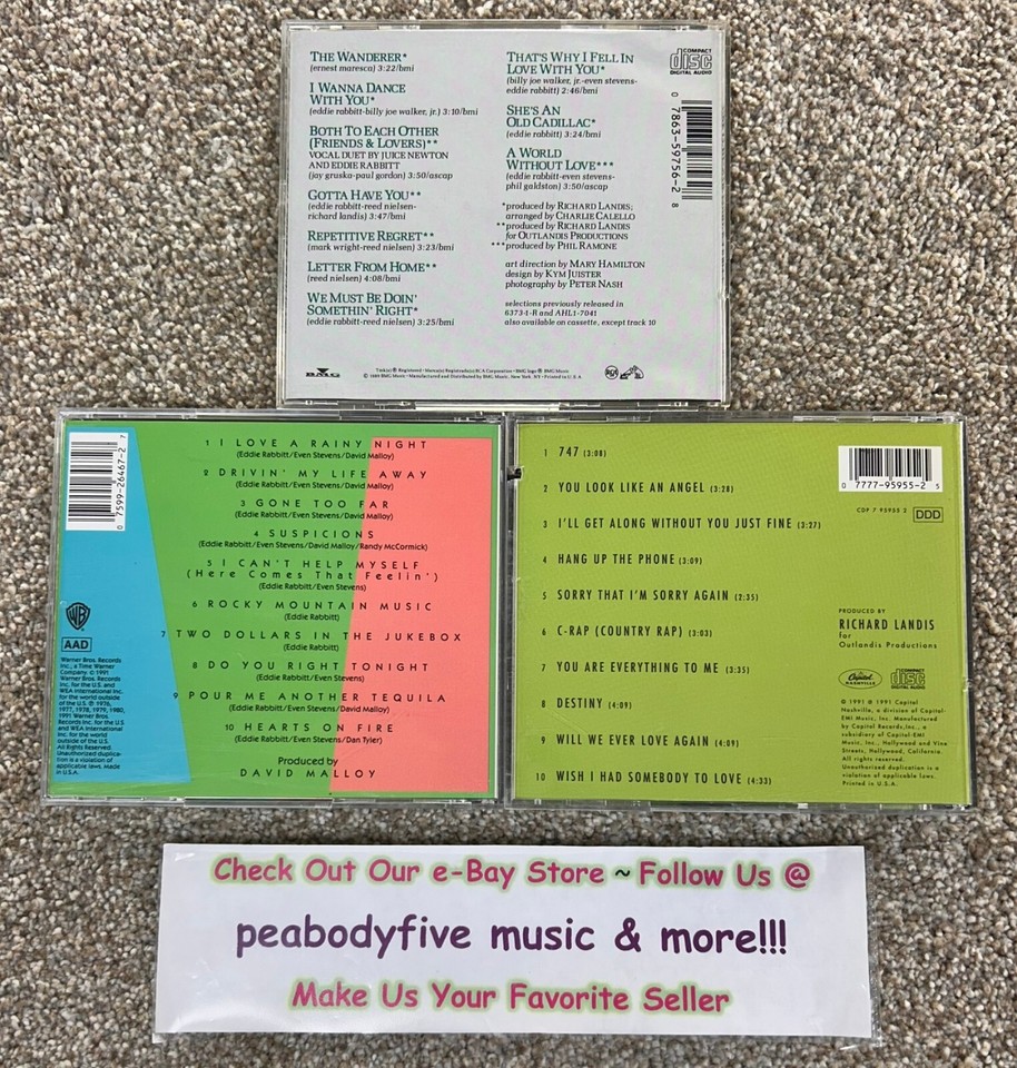 Lot Of 3 EDDIE RABBITT CDS - Great Hits Of, All Time Greatest Hits, Ten ...