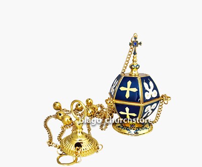Church Censer Christian Brass Orthodox Incense With Blue Enamel 6.29 ...