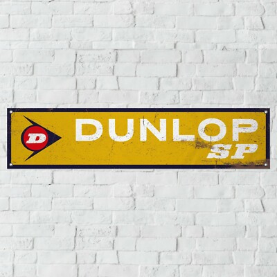 Dunlop SP Tyres Vintage Banner Garage Workshop Motorcycle PVC Sign ...