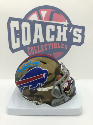 Bruce Smith Autographed Camo Alternate Mini Helmet with Custom Graphic ...