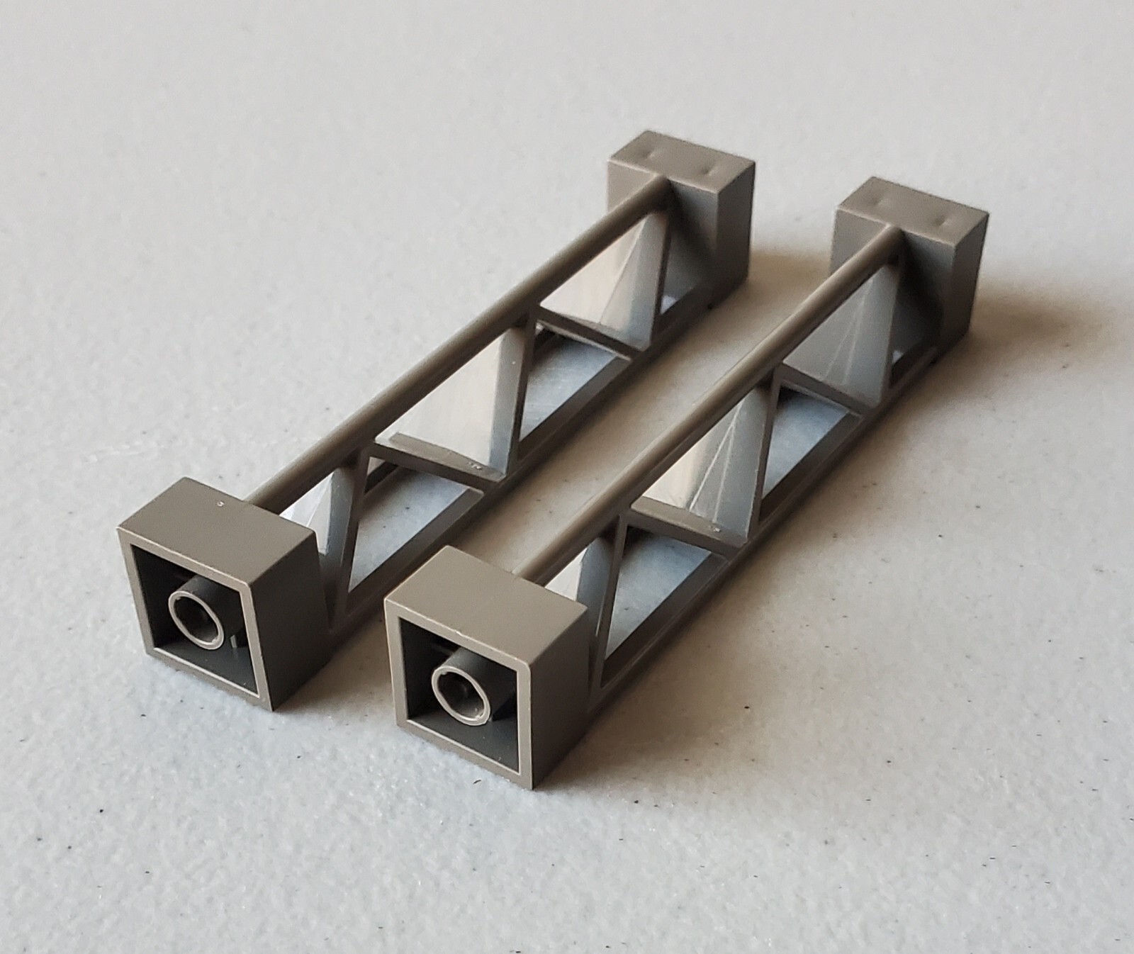 Lego 2 Pc Girder Triangular Supports Vertical Dark Metal Gray 4" | eBay