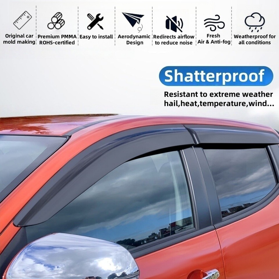 UK STOCK WIND DEFLECTORS SUN VISOR FOR FORD RANGER 2023-2025 WILDTRAK ...