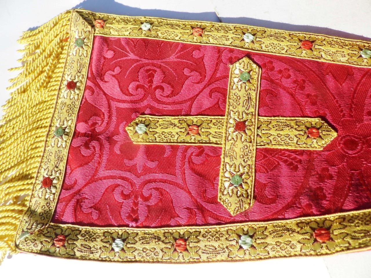Antique Catholic Priests Maniple Vestment Altar Stole Red Silk ...