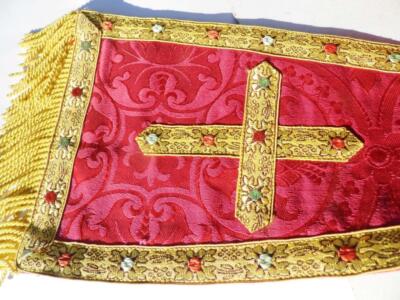 Antique Catholic Priests Maniple Vestment Altar Stole Red Silk ...