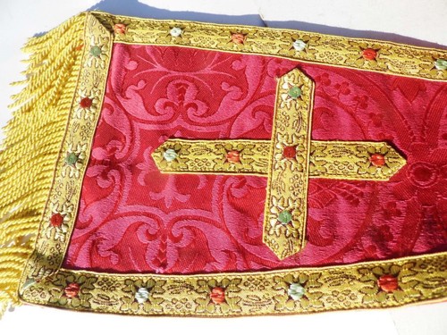 Antique Catholic Priests Maniple Vestment Altar Stole Red Silk ...