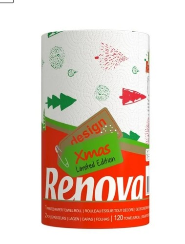 RENOVA CHRISTMAS PAPER TOWELS/JUMBO ROLL/2PLY/120 HIGHLY ABSORBENT ...